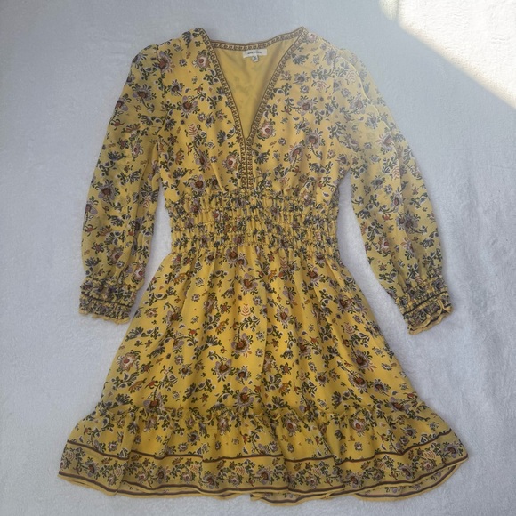 Max Studio | Dresses | Floral Yellow Flowy Dress By Max Studio Summer ...